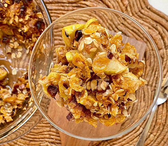 Crumble de manzana, coco y Corn Flakes